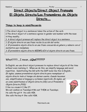 Objeto Directo/Direct Object – Abcteach