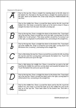 Directions: Manuscript DN-Style Font Letters Aa-Dd – Abcteach