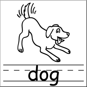Clip Art: Basic Words: Dog B&W Labeled – Abcteach