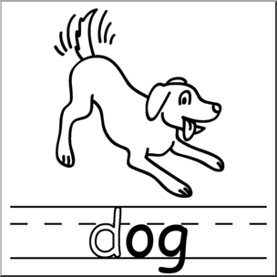 Clip Art: Basic Words: -og Phonics: Dog B&W – Abcteach