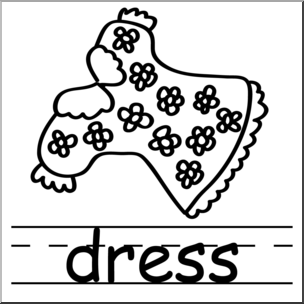 Clip Art: Basic Words: Dress B&W Labeled – Abcteach