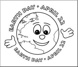 Clip Art: Cute Earth: Earth Day B&W – Abcteach