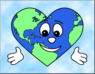 Clip Art: Cute Earth: Heart Color 1 – Abcteach