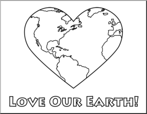 Clip Art: Earth: Love Our Earth B&W – Abcteach