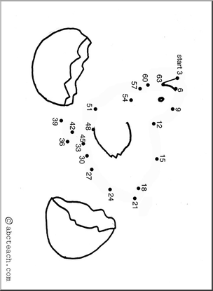 Dot to Dot: Easter- Chick (to 63 by 3s) – Abcteach