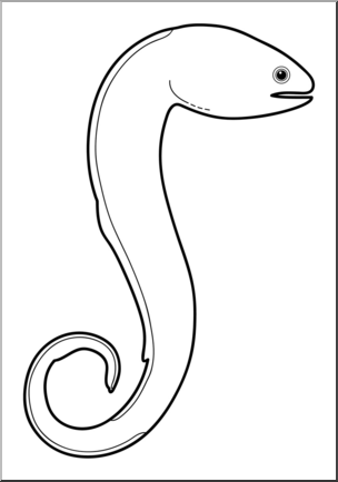 Clip Art: Baby Animals: Eel Elver B&W – Abcteach