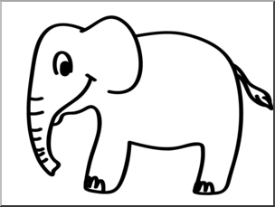 Clip Art: Basic Words: Elephant B&W Unlabeled – Abcteach