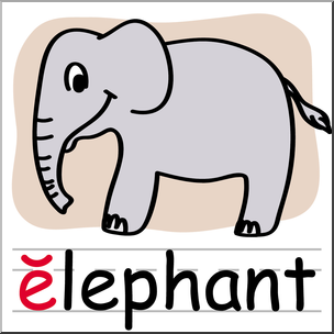 Clip Art: Basic Words: “E” Short Sound Phonics: Elephant Color – Abcteach