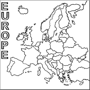 Clip Art: Europe Map B&W Blank – Abcteach