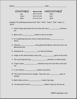 Worksheet: Adjectives of Quantity (ESL) – Abcteach