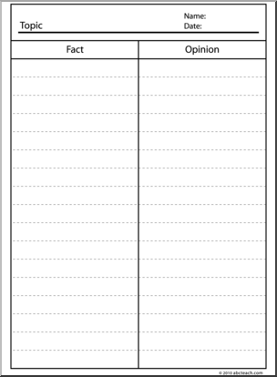 Clip Art: Fact and Opinion Chart Portrait B&W – Abcteach