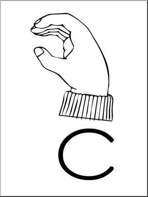 Clip Art: Manual Alphabet C B&W – Abcteach