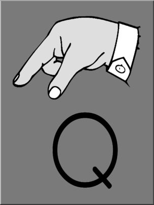 Clip Art: Manual Alphabet Q Grayscale – Abcteach