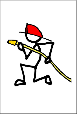 Clip Art: Stick Guy Firefighter Color – Abcteach