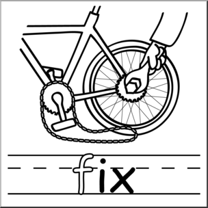 Clip Art: Basic Words: -ix Phonics: Fix Color – Abcteach