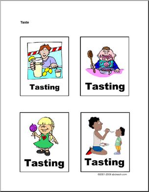 Flashcards: Senses – Taste (Arial Lettering) – Abcteach