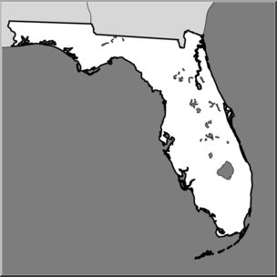 Clip Art: US State Maps: Florida Grayscale – Abcteach