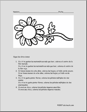 Spanish: “Glyph” – Una flor (elementaria) – Abcteach