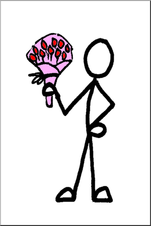Clip Art: Stick Guy Flowers Color – Abcteach