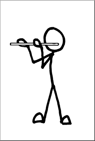 Clip Art: Stick Guy Flute Player B&W – Abcteach