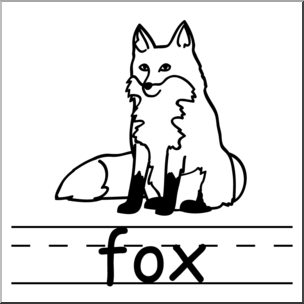 Clip Art: BAsic Words: Fox B&W Labeled – Abcteach