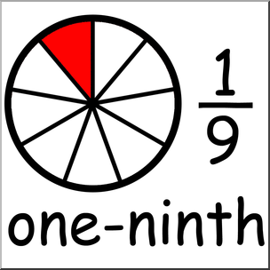 Clip Art: Labeled Fractions: 09 1/9 One Ninth Color – Abcteach
