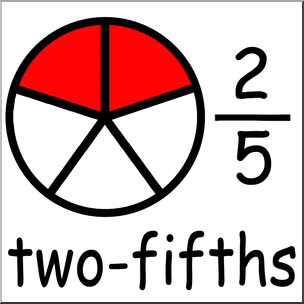 Clip Art: Labeled Fractions: 05 2/5 Two Fifths Color – Abcteach
