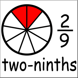Clip Art: Labeled Fractions: 09 2/9 Two Ninths Color – Abcteach
