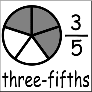 Clip Art: Labeled Fractions: 05 3/5 Three Fifths Grayscale – Abcteach