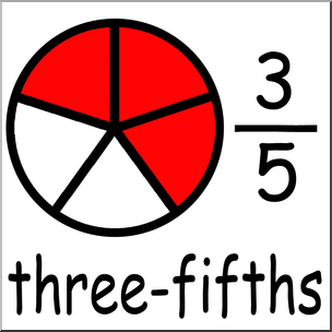 Clip Art: Labeled Fractions: 05 3/5 Three Fifths Color – Abcteach