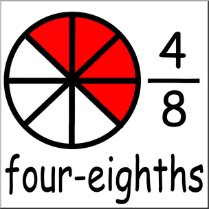 Clip Art: Labeled Fractions: 08 4/8 Four Eighths Color – Abcteach