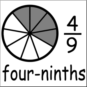 Clip Art: Labeled Fractions: 09 5/9 Five Ninths Color – Abcteach