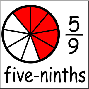 Clip Art: Labeled Fractions: 09 5/9 Five Ninths Color – Abcteach