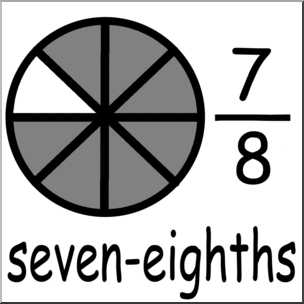 Clip Art: Labeled Fractions: 08 7/8 Seven Eighths B&W – Abcteach