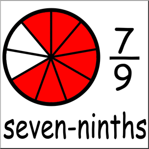 Clip Art: Labeled Fractions: 09 7/9 Seven Ninths Color – Abcteach