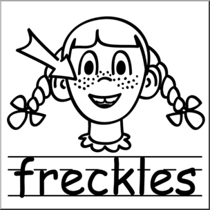 Clip Art: Basic Words: Freckles B&W Labeled – Abcteach