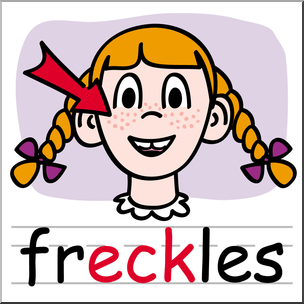 Clip Art: Basic Words: -eck Phonics: Freckles Color – Abcteach