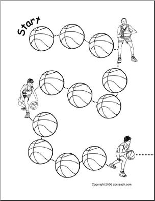 Board Game: Basketball Addition (grayscale) (elem) – Abcteach