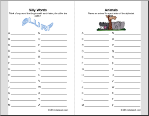 Games-to-Go: Alphabet Lists – Abcteach