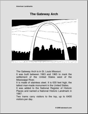 Color and Read: U. S. Landmark – Gateway Arch (primary) – Abcteach