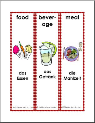 German: Bookmarks – Basic Foods – Abcteach