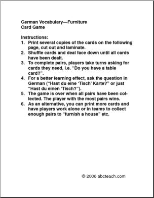 German: Card Game – Farm – Abcteach
