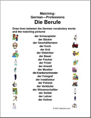 German: Matching – Professions – Abcteach