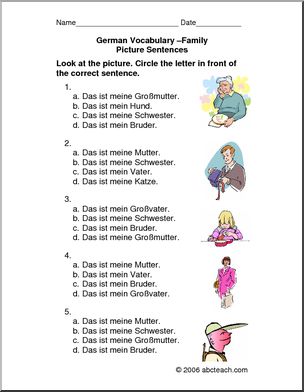 German: Picture Sentences – Family – Abcteach