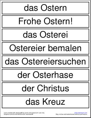 German: Word Wall – Easter – Abcteach