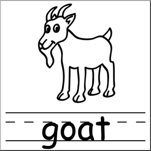Clip Art: Basic Words: Goat B&W Labeled – Abcteach