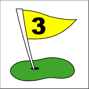 Clip Art: Number Set 3: Golf Flag 03 Color – Abcteach