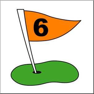 Clip Art: Number Set 3: Golf Flag 06 Color – Abcteach