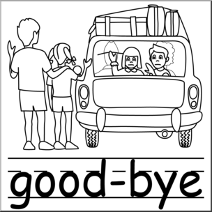 Clip Art: Basic Words: Good-bye B&W Labeled – Abcteach