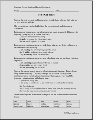 Present Tense Verbs (elem-upper el/ESL) Rules and Practice – Abcteach